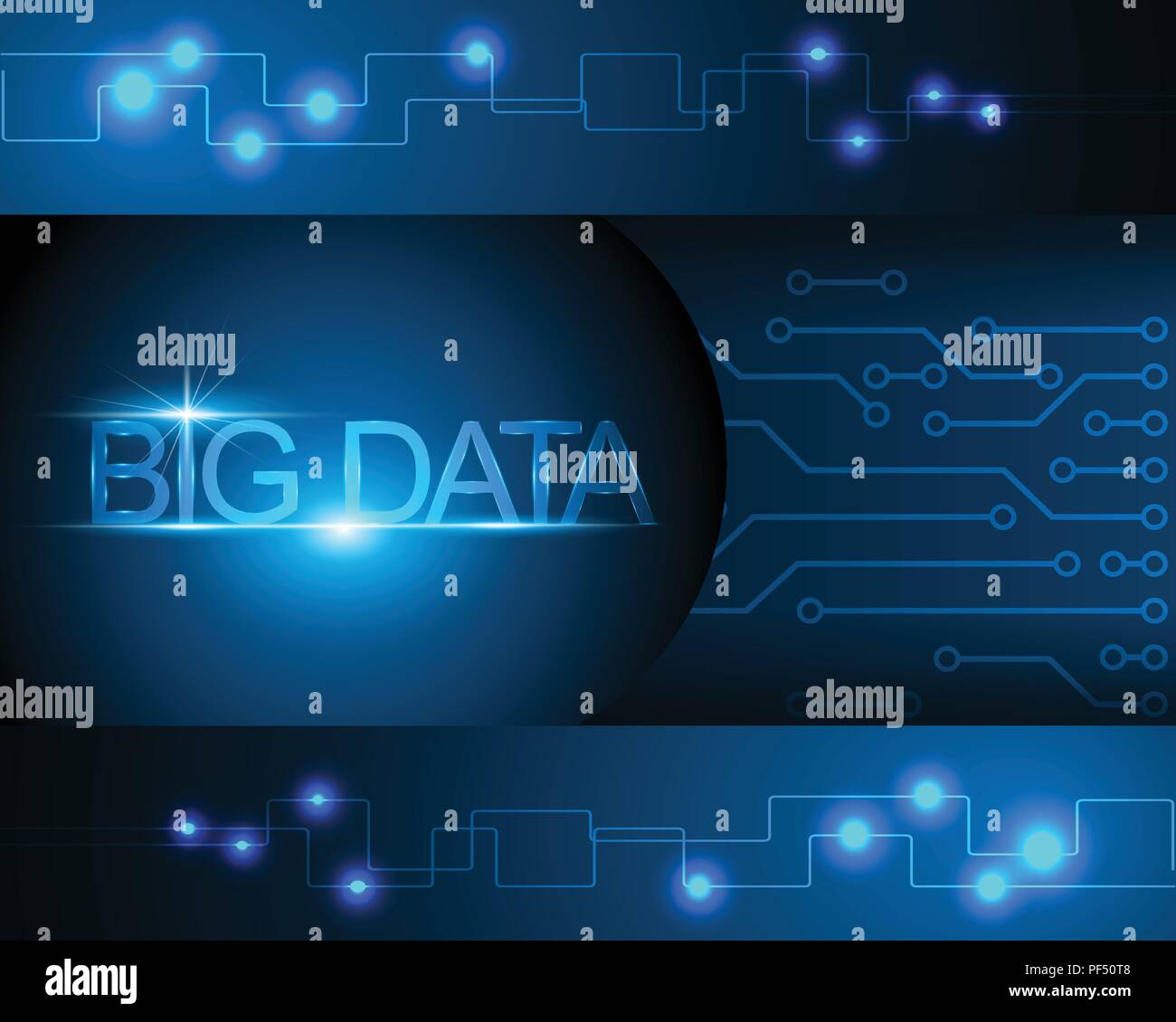 Big data concept and Network connection system, electronic blue ...