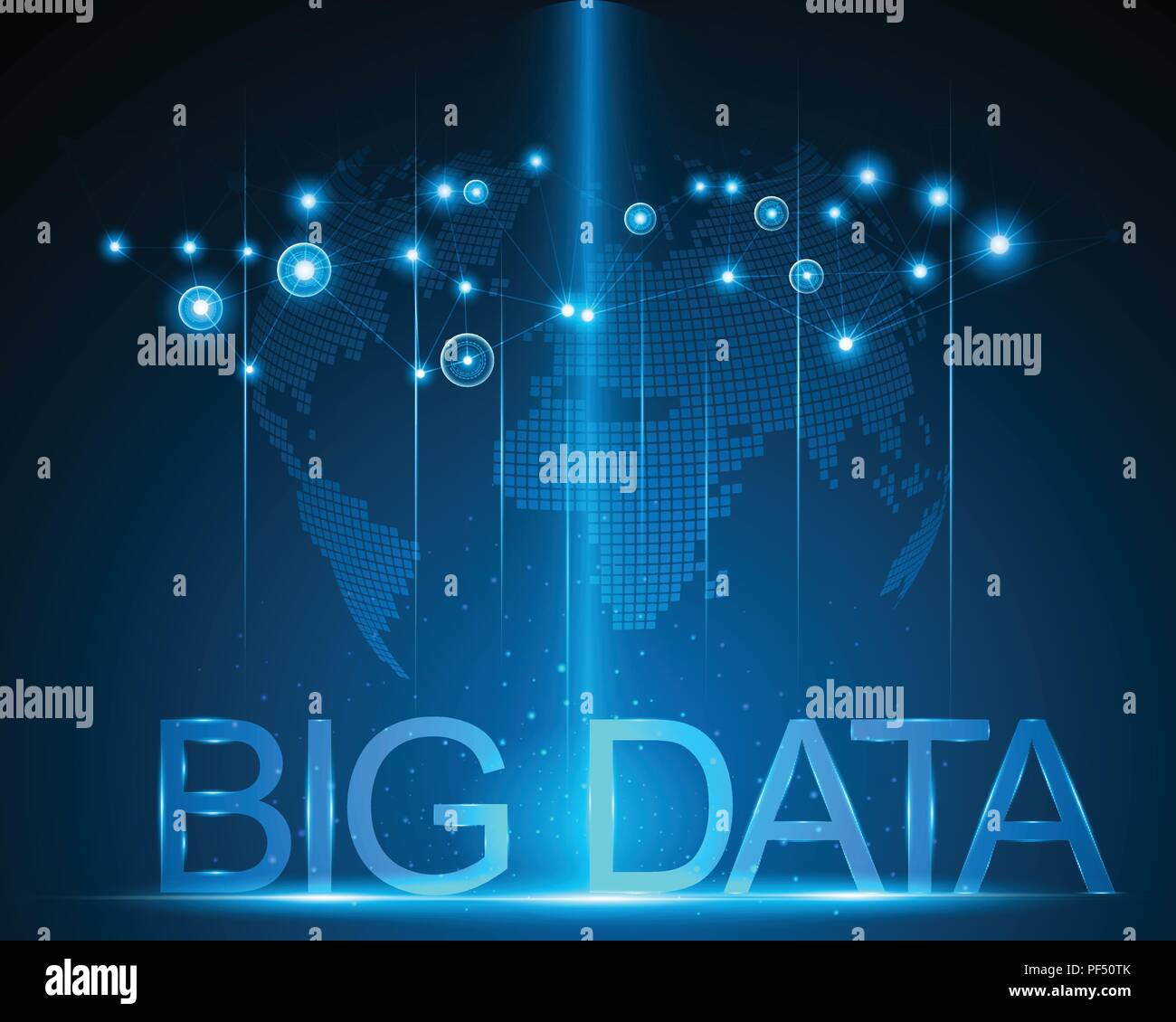 Big data concept and world map with internet connection network ...