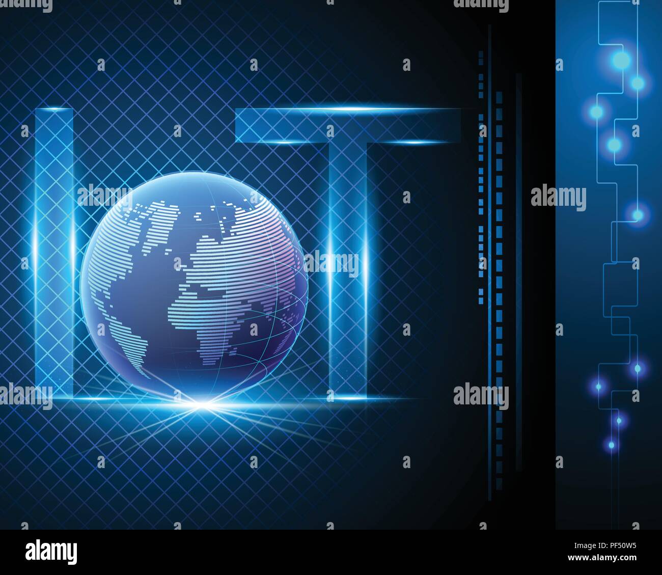 Internet of things (IOT) concept,light letter text symbol with Global ...
