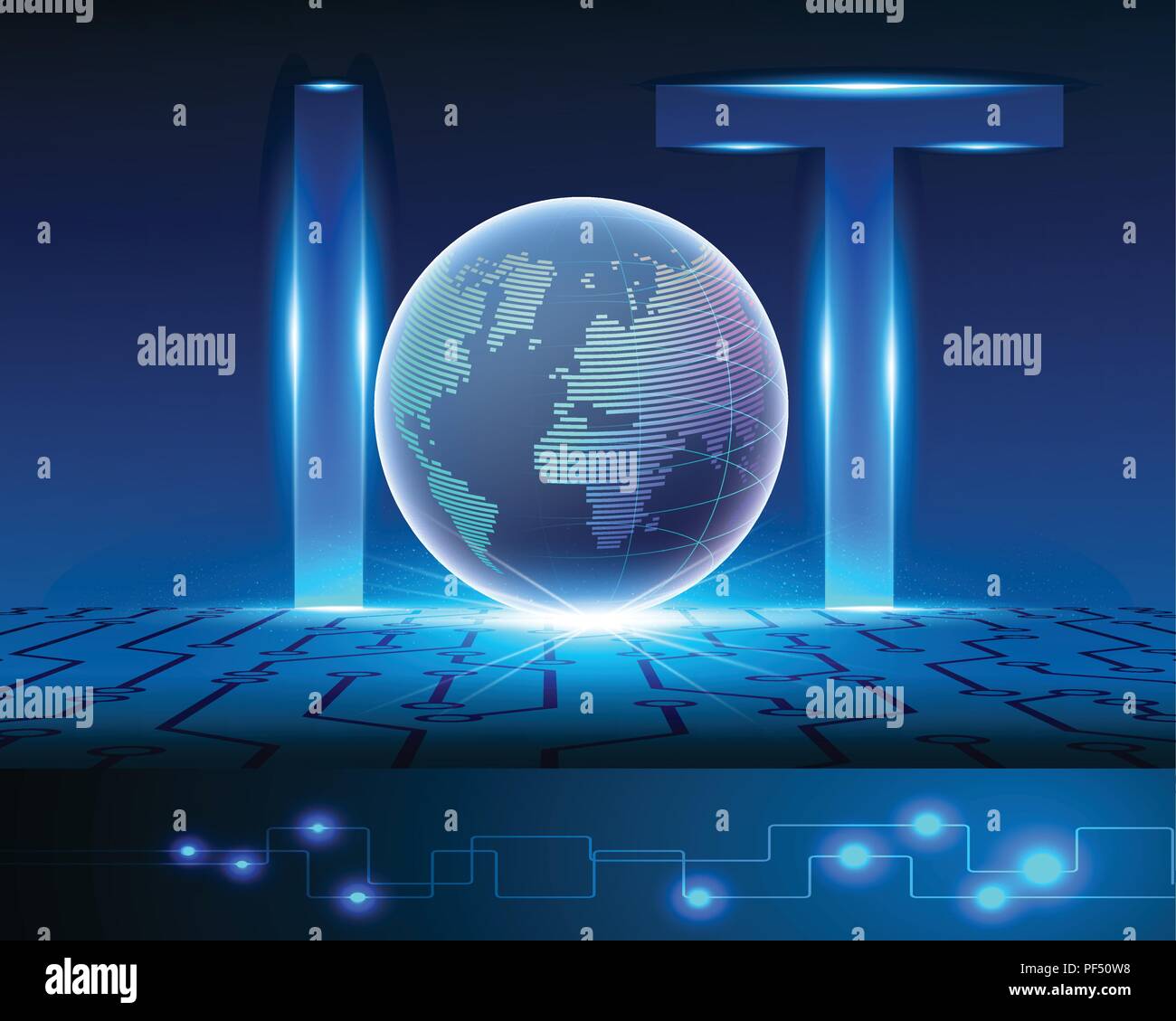 Internet of things (IOT) concept,light letter text symbol with Global ...