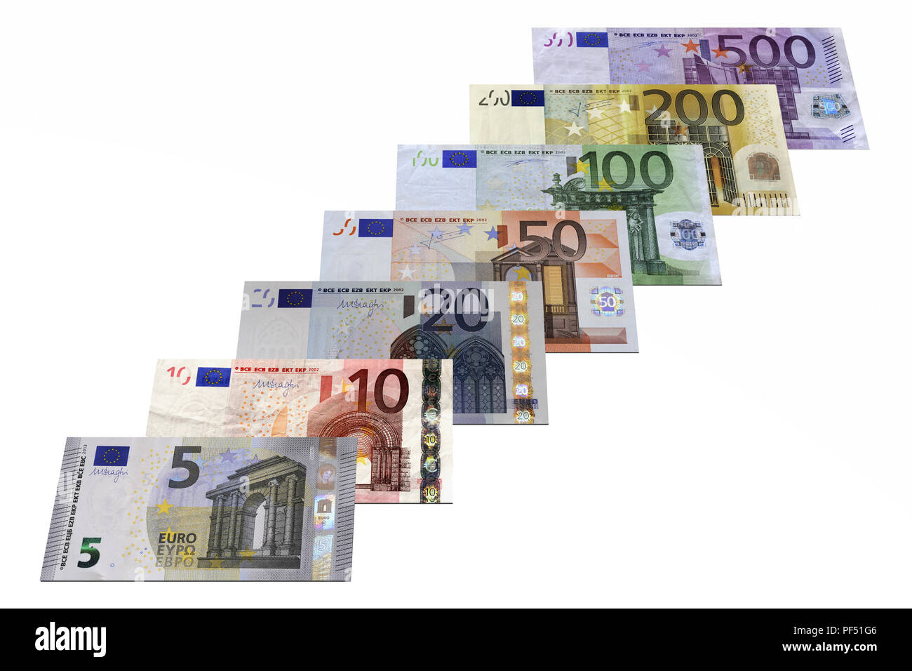 3D illustration. Euro banknotes isolated on white background Stock ...
