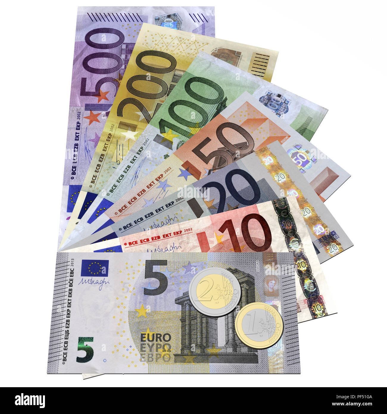 3D illustration. Euro banknotes isolated on white background Stock ...