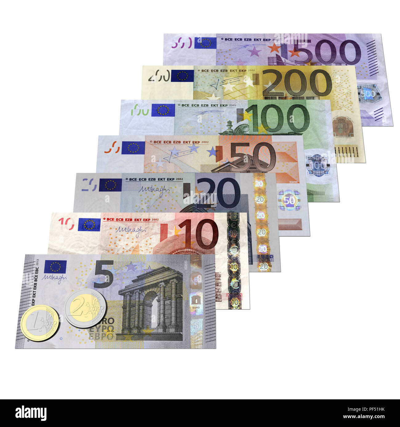 3D illustration. Euro banknotes isolated on white background Stock ...