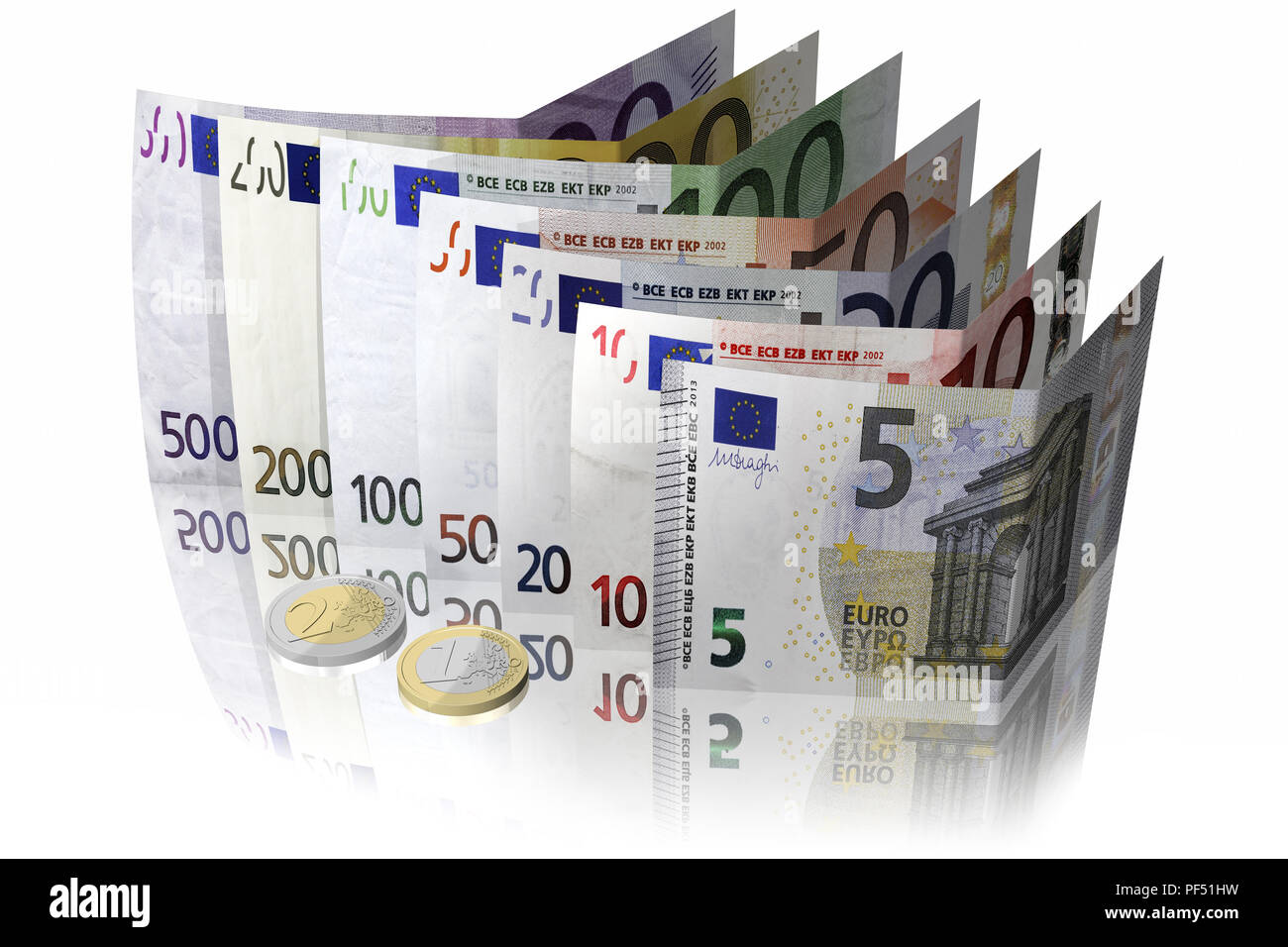3D illustration. Euro banknotes isolated on white background Stock ...