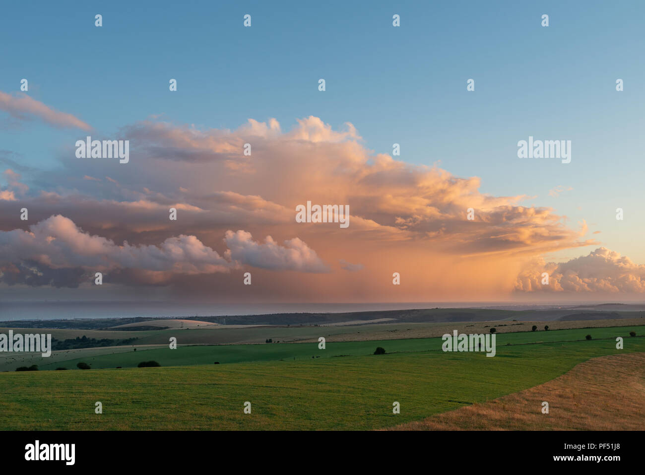 Beautiful Summer sunset landscape image of South Downs National Park in ...