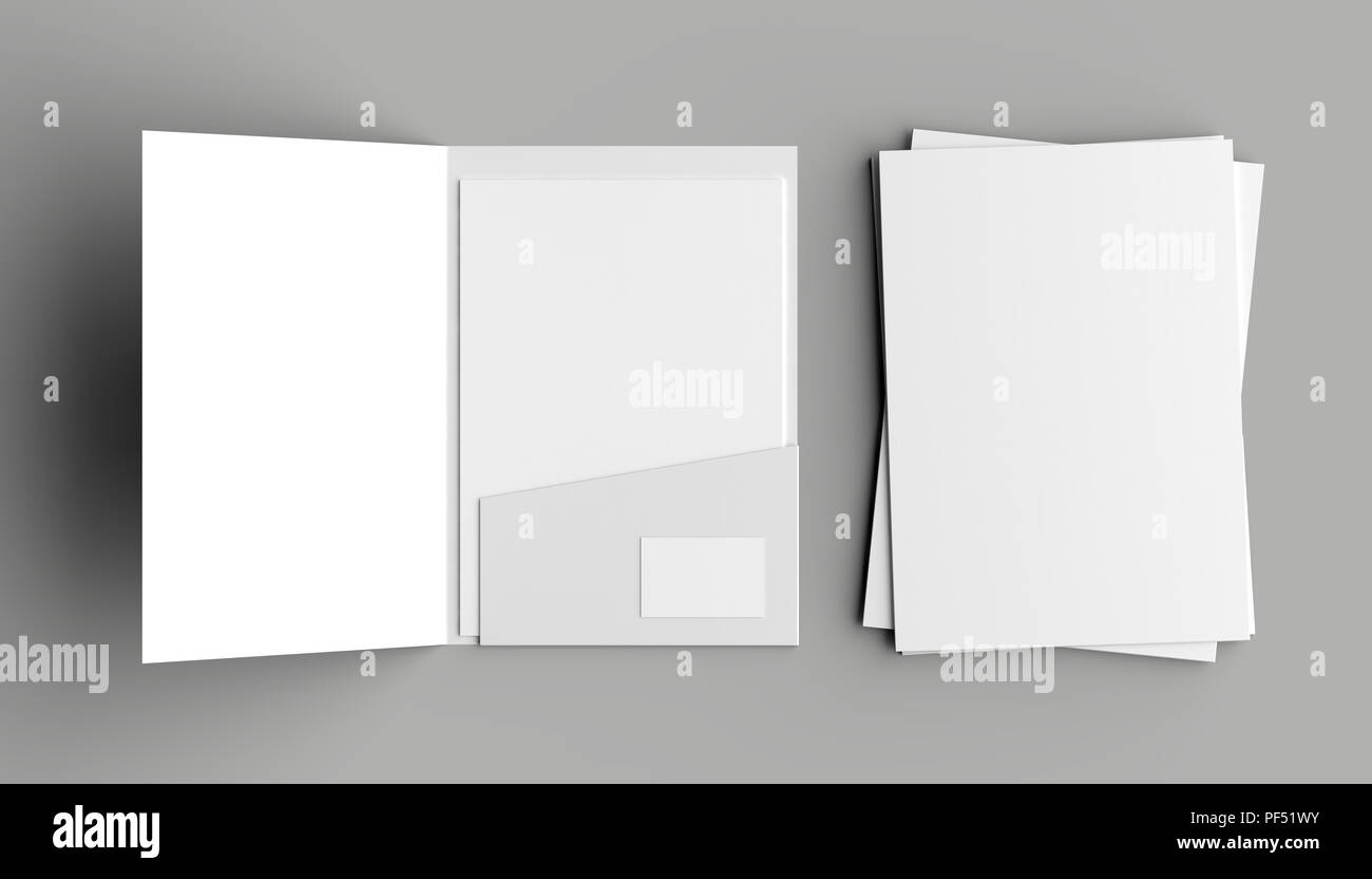 A4 size single pocket reinforced folder with business card mock up ...