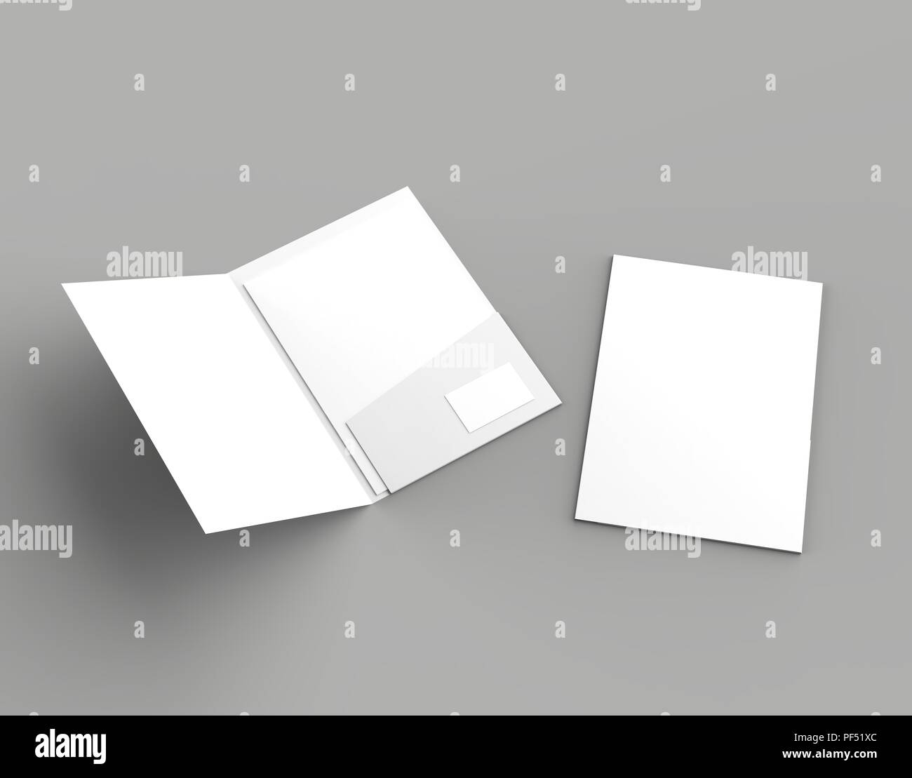 A4 size single pocket reinforced folder with business card mock up ...