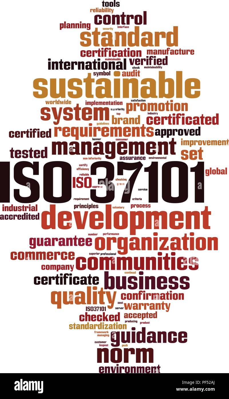 ISO 37101 word cloud concept. Vector illustration Stock Vector Image ...