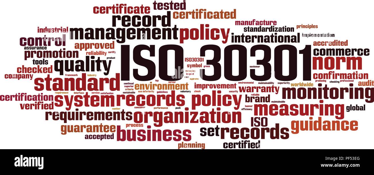 ISO 30301 word cloud concept. Vector illustration Stock Vector Image ...