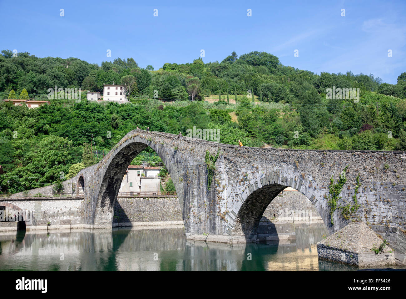 The odd five-arched bridge of Borgo a Mozzano (Tuscany - Italy) built ...