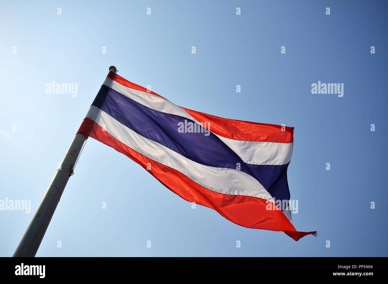 Flag of Thailand or Siam in blue sky Stock Photo - Alamy