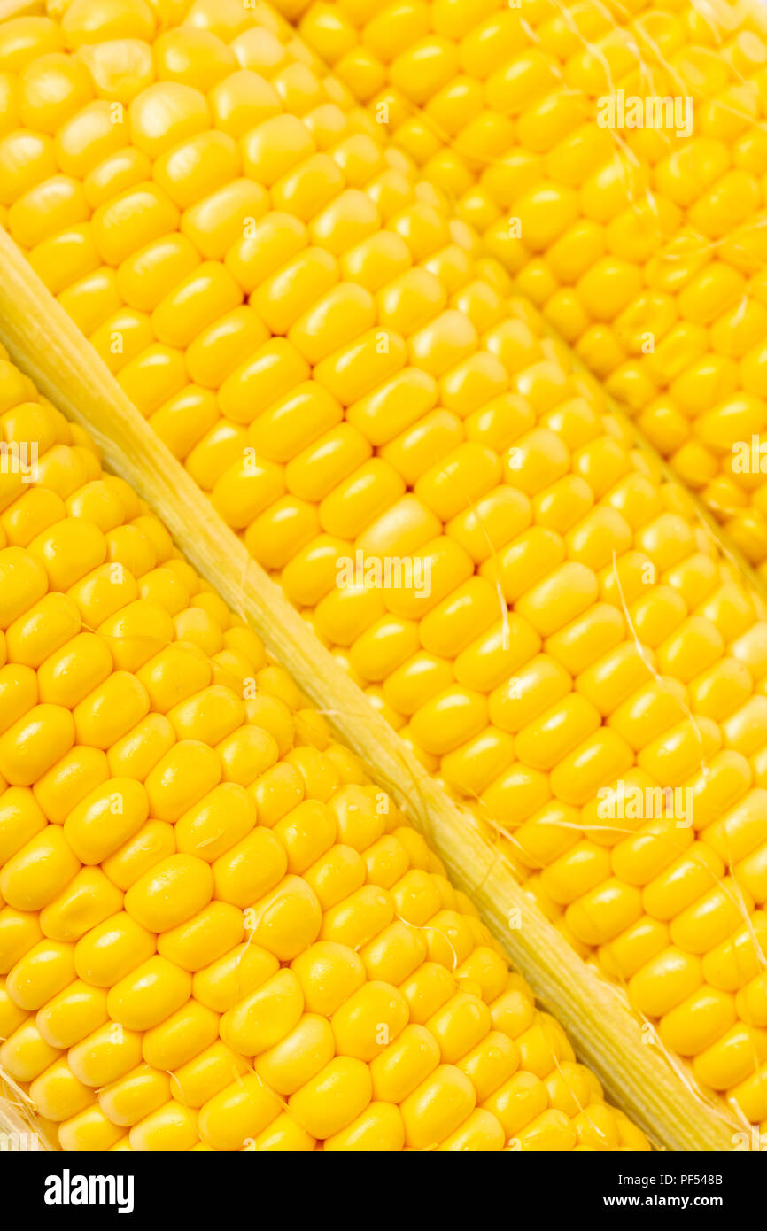 food background of a texture of corn cobs closeup Stock Photo - Alamy