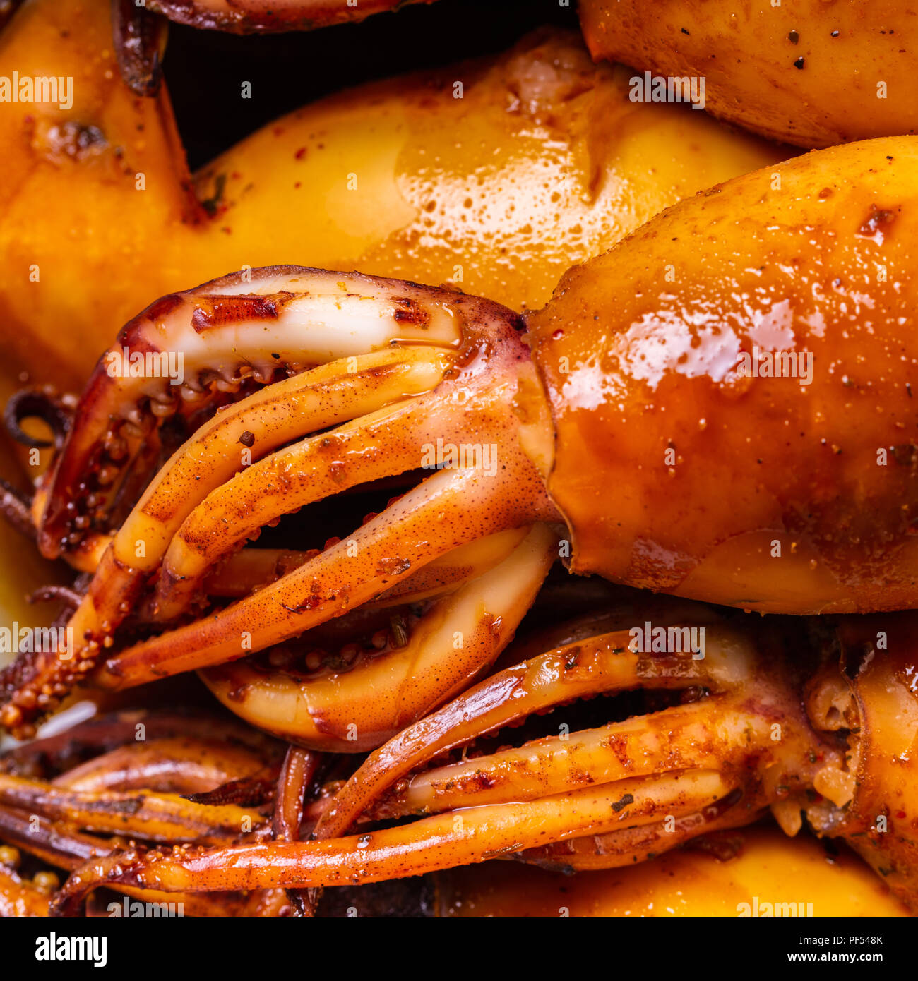 food background texture of cooked squid close-up Stock Photo - Alamy