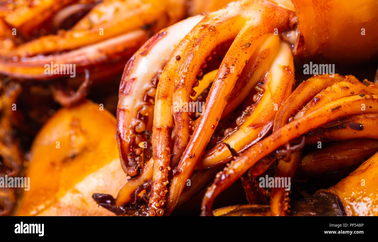 food background texture of cooked squid close-up Stock Photo - Alamy