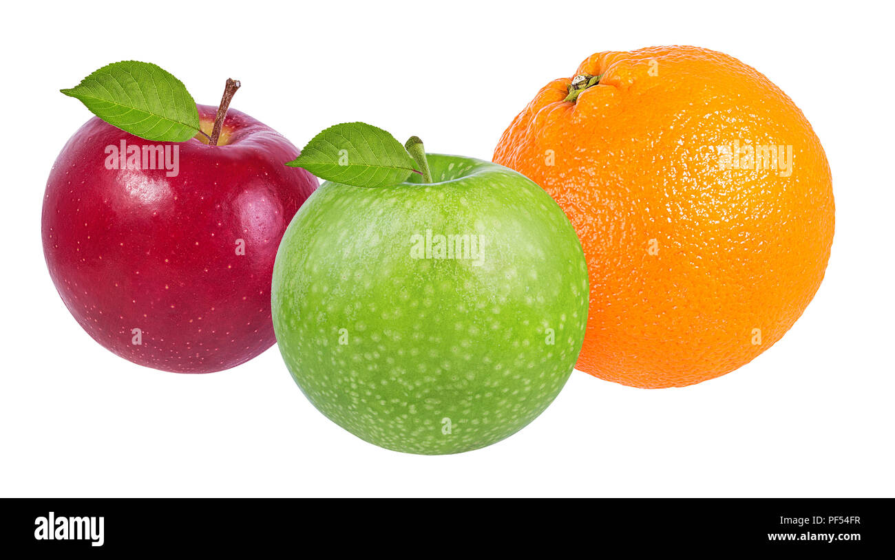 Apple and orange isolated on white background Stock Photo - Alamy