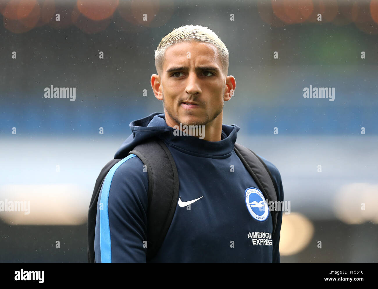 Brighton & Hove Albion's Anthony Knockaert arrives at the stadium prior ...