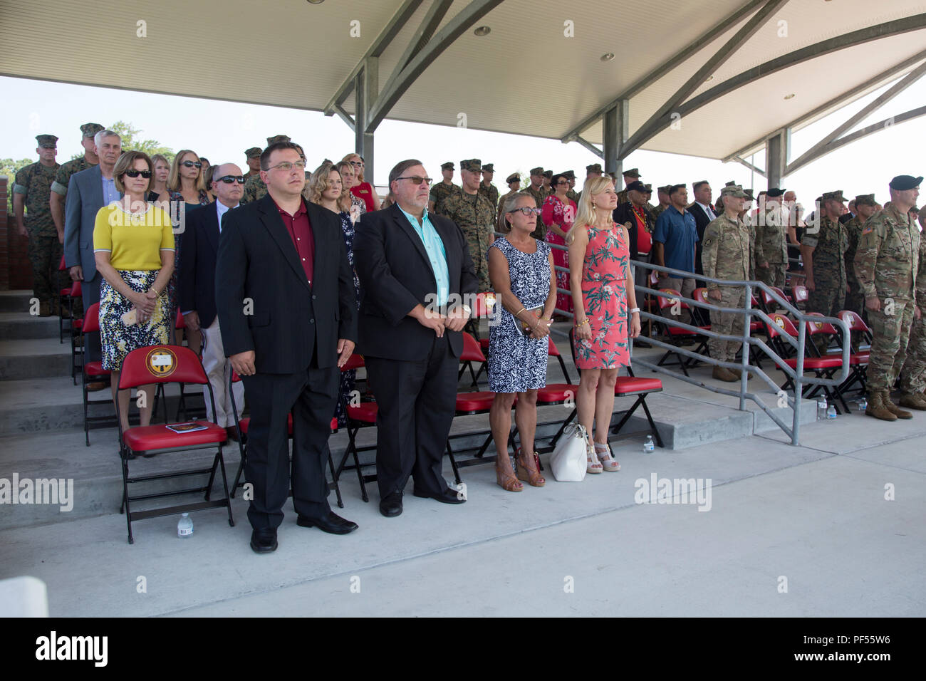 Family members and guests of U.S. Marine Corps Lt. Gen. Carl E. Mundy ...