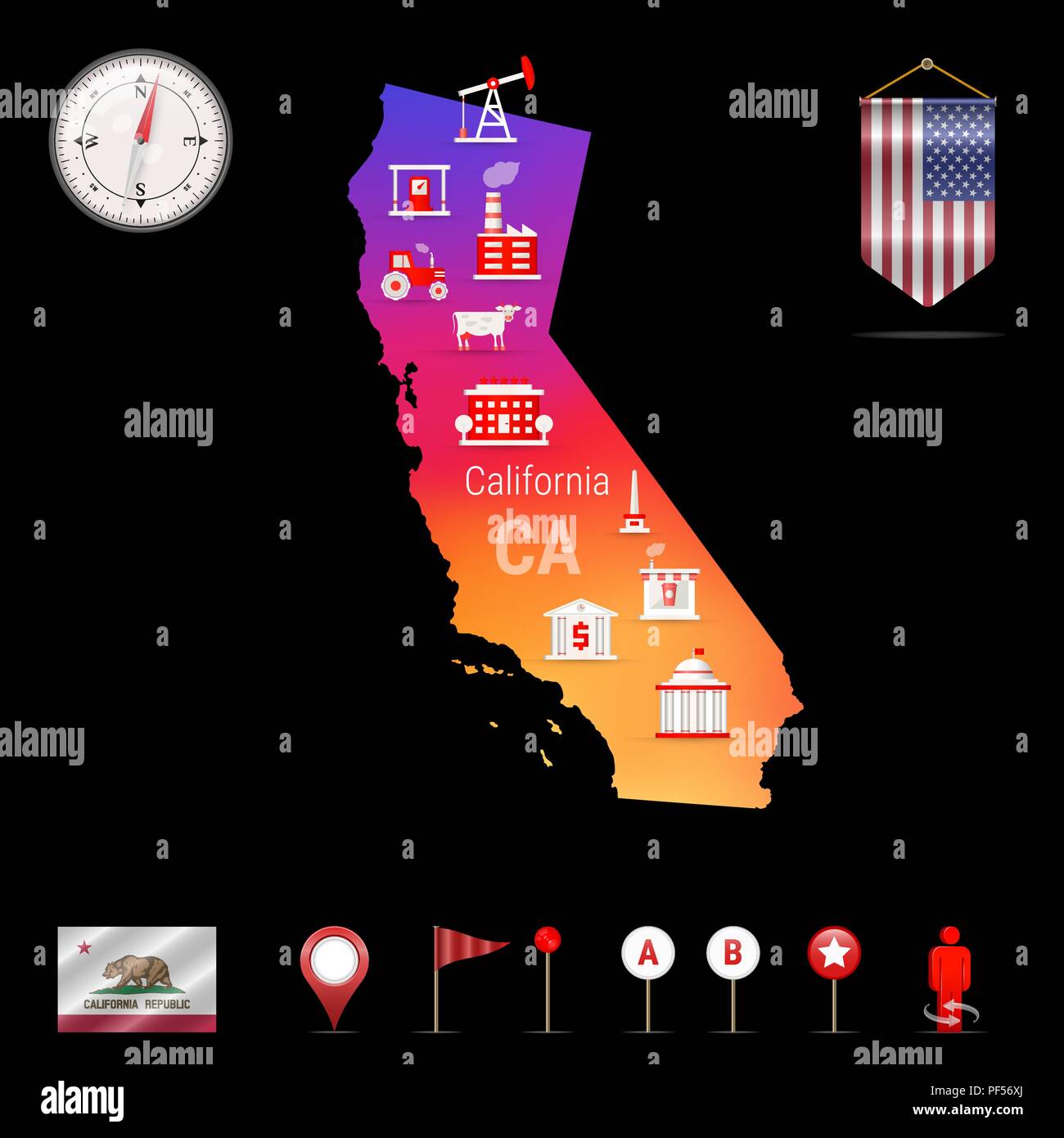 360 view california Stock Vector Images - Alamy