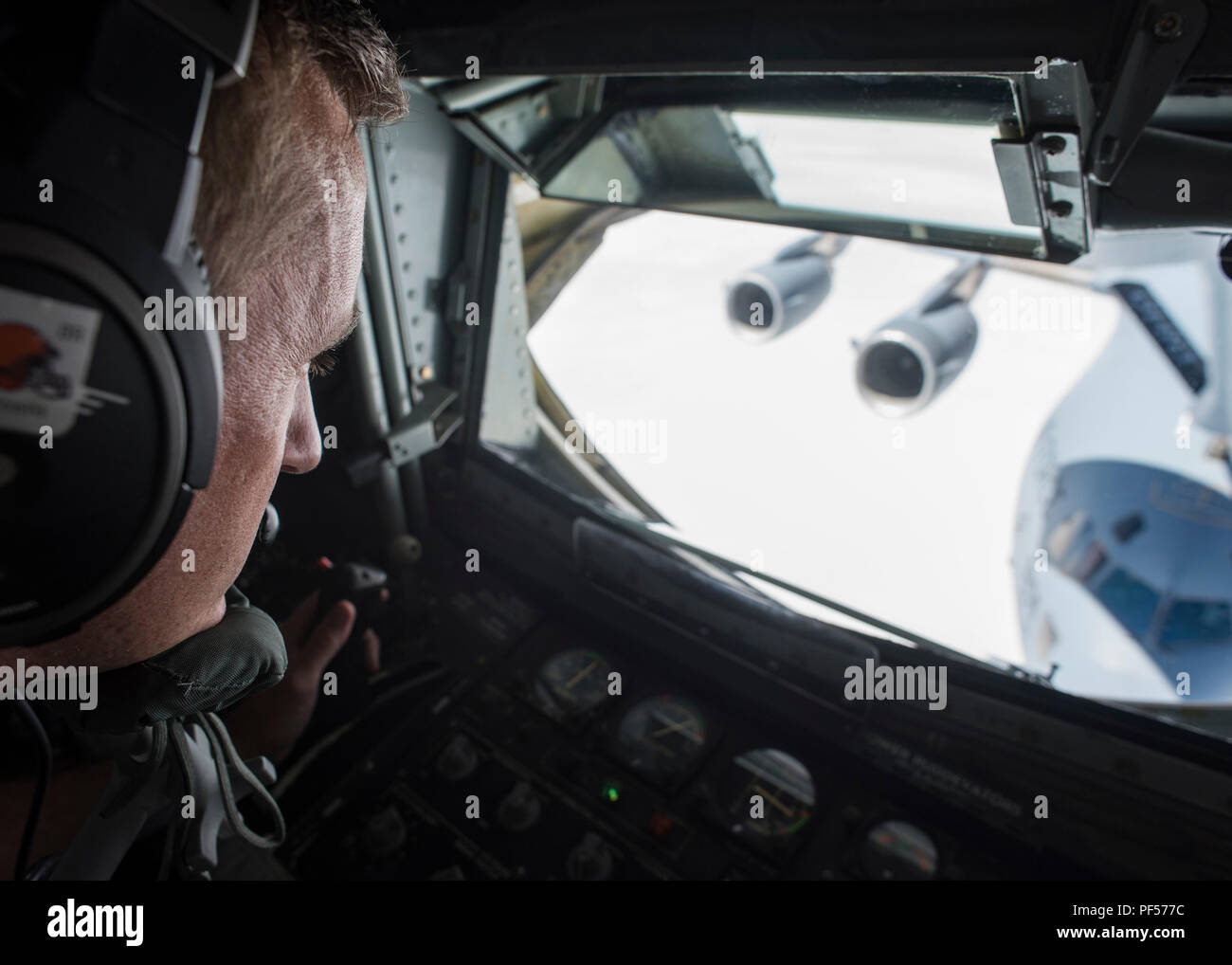U.S. Air National Guard Tech. Sgt. Greg Wetzel, a boom operator with the 121st Air Refueling ...