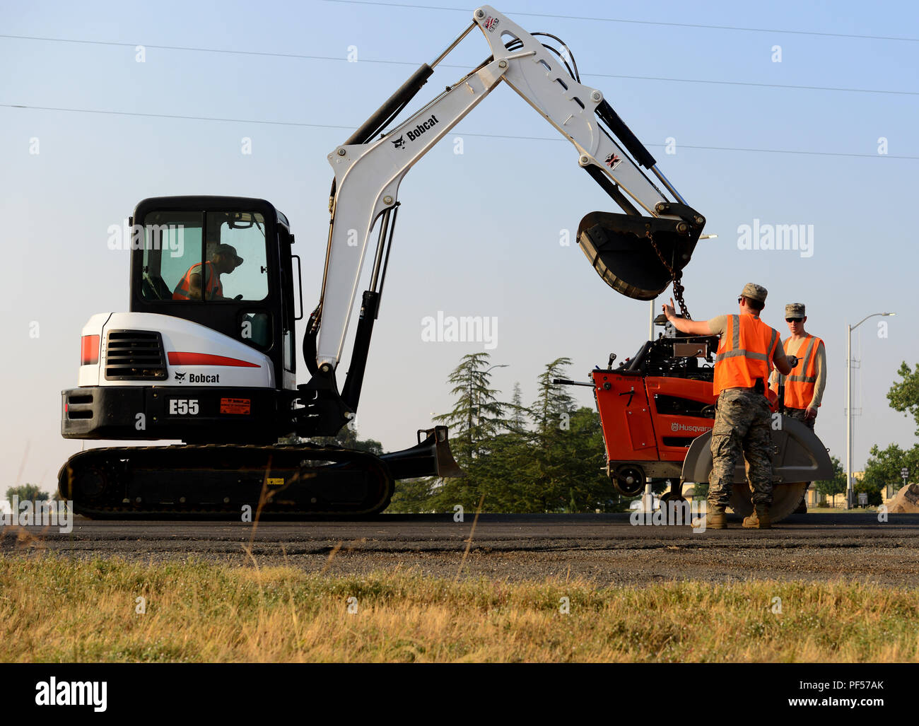 9th Civil Engineer Squadron pavements and heavy equipment Airmen move a ...