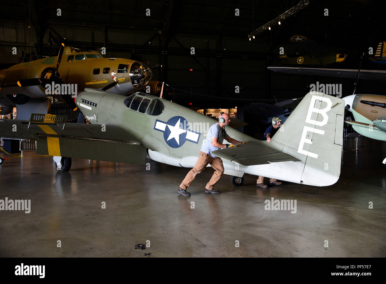 Museum restoration crews move the North American A-36A Apache back into ...
