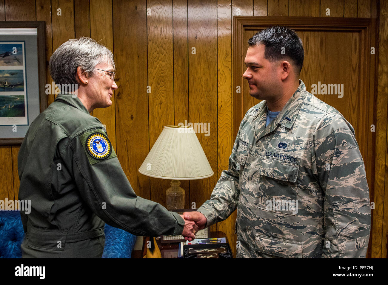 U.S. Secretary of the Air Force Heather Wilson coins 1st Lt. Zachary ...