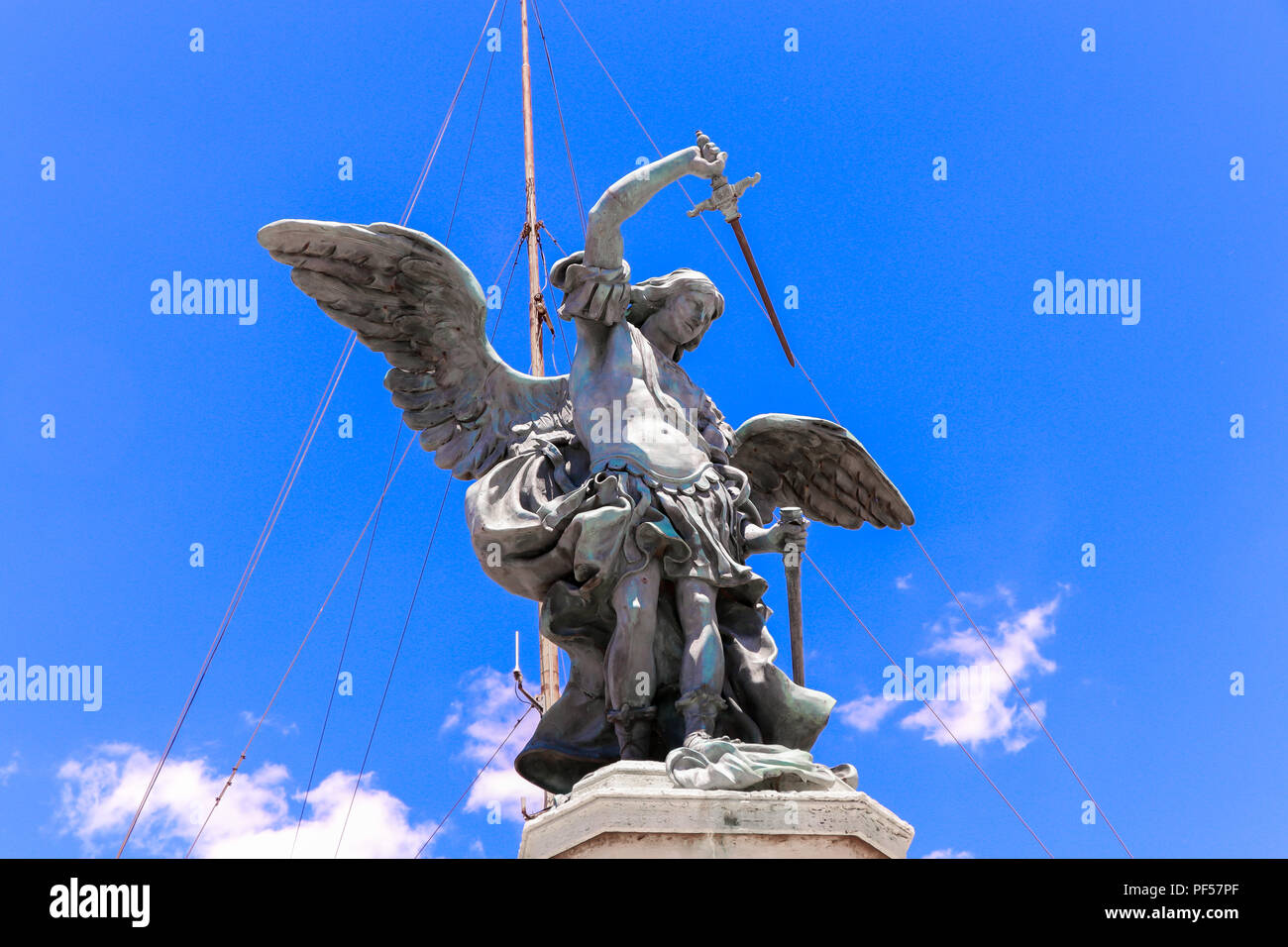 The Saint Michael statue on the top of Castel Sant`Angelo in Rome ...