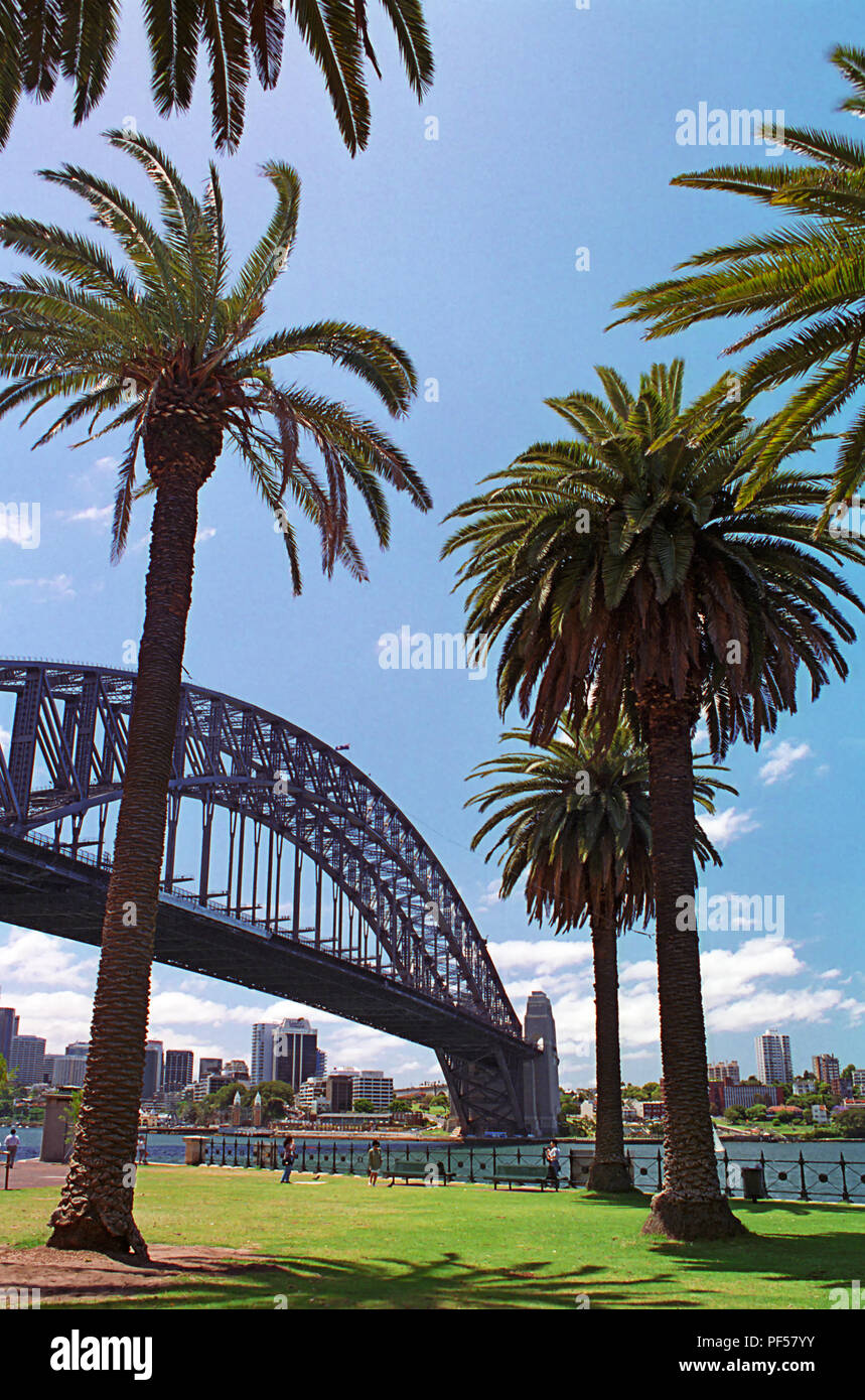 Sydney Harbour Bridge from Hickson Road Reserve, The Rocks, Sydney, NSW ...