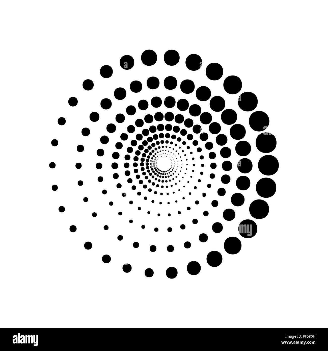 Abstract technology circles sign. Vector. Filled black icon at white ...