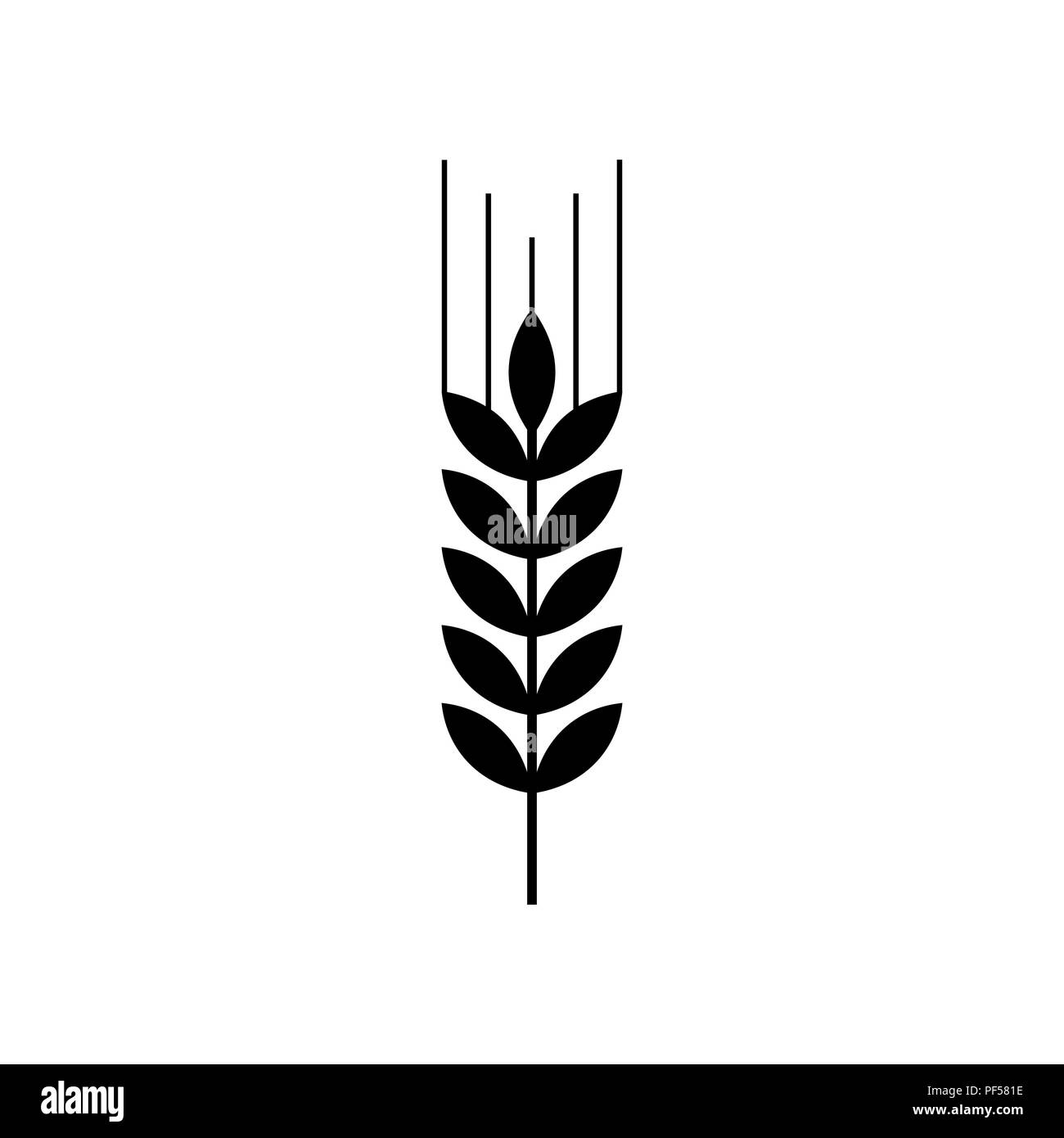 Wheat sign illustration. Spike. Spica. Vector. Filled black icon at ...