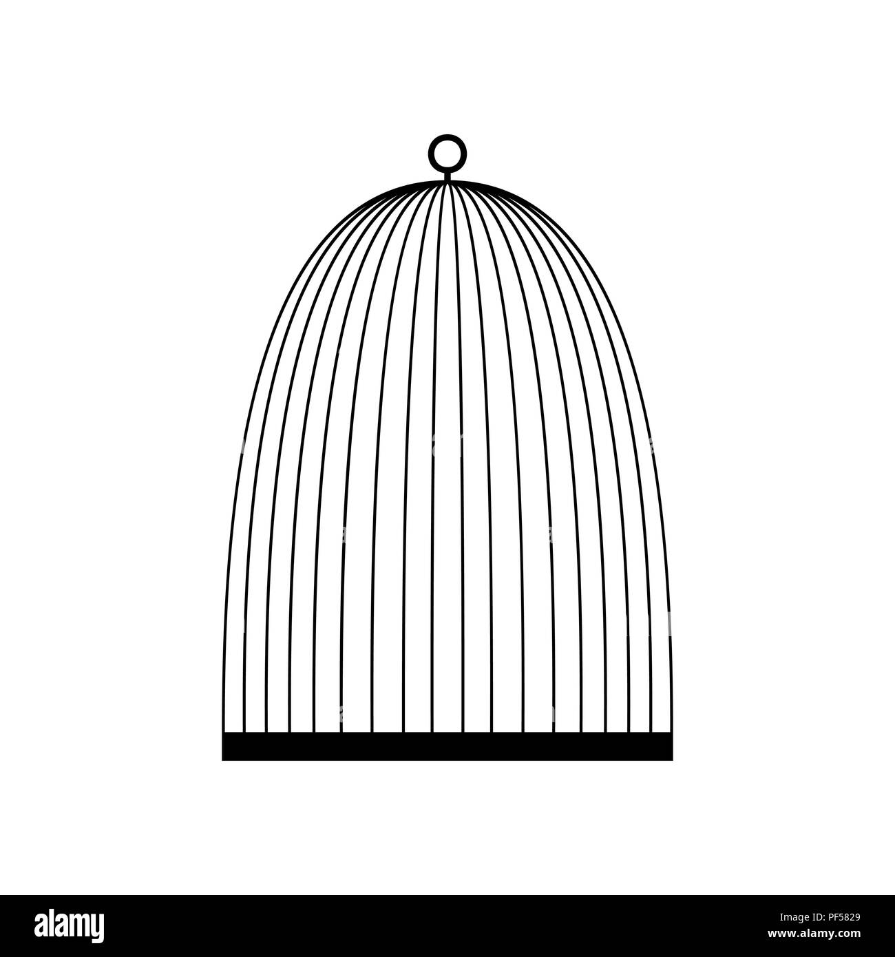 Bird cage sign. Vector. Filled black icon at white background. Isolated ...