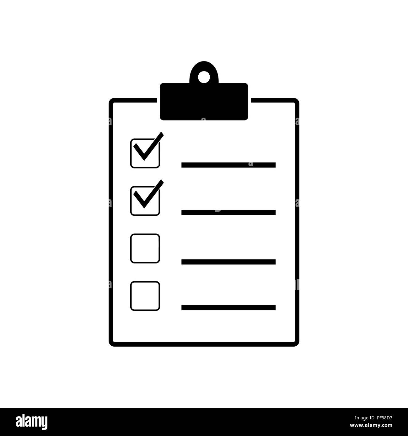 Checklist sign illustration. Vector. Filled black icon at white ... Checklist sign illustration. Vector. Filled black icon at white ...