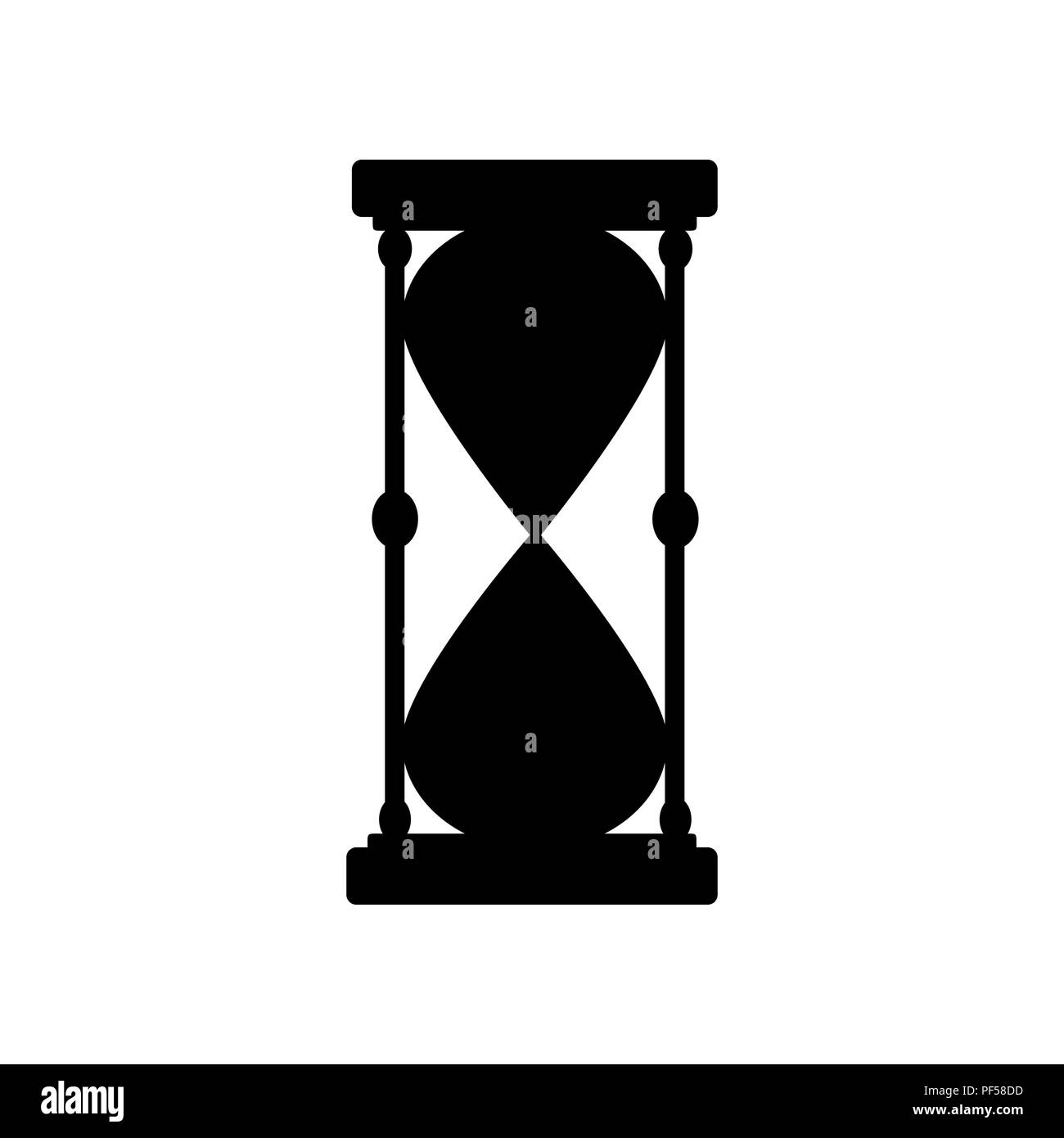 Hourglass sign illustration. Vector. Filled black icon at white ...