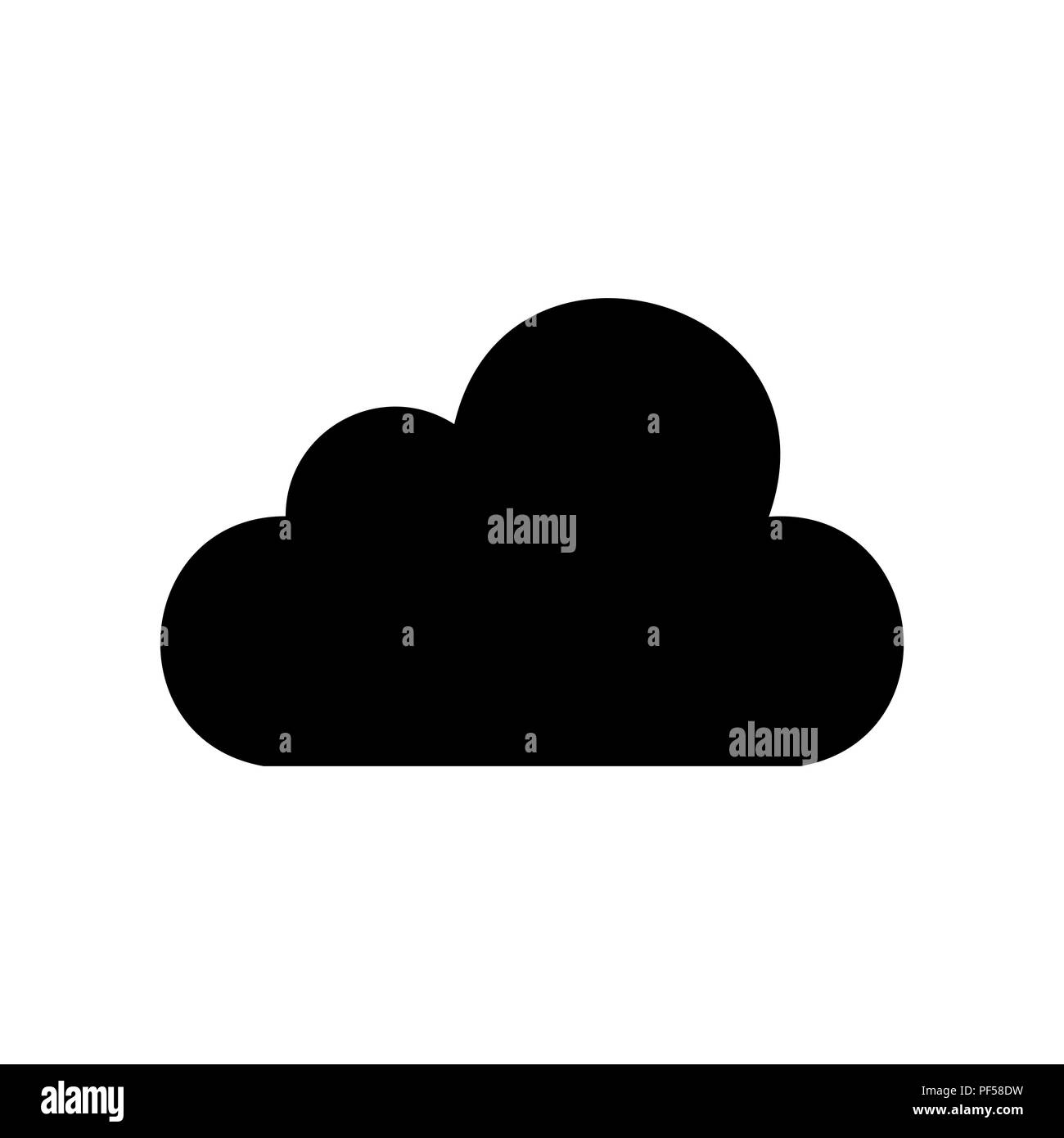 Cloud sign illustration. Vector. Filled black icon at white background ...