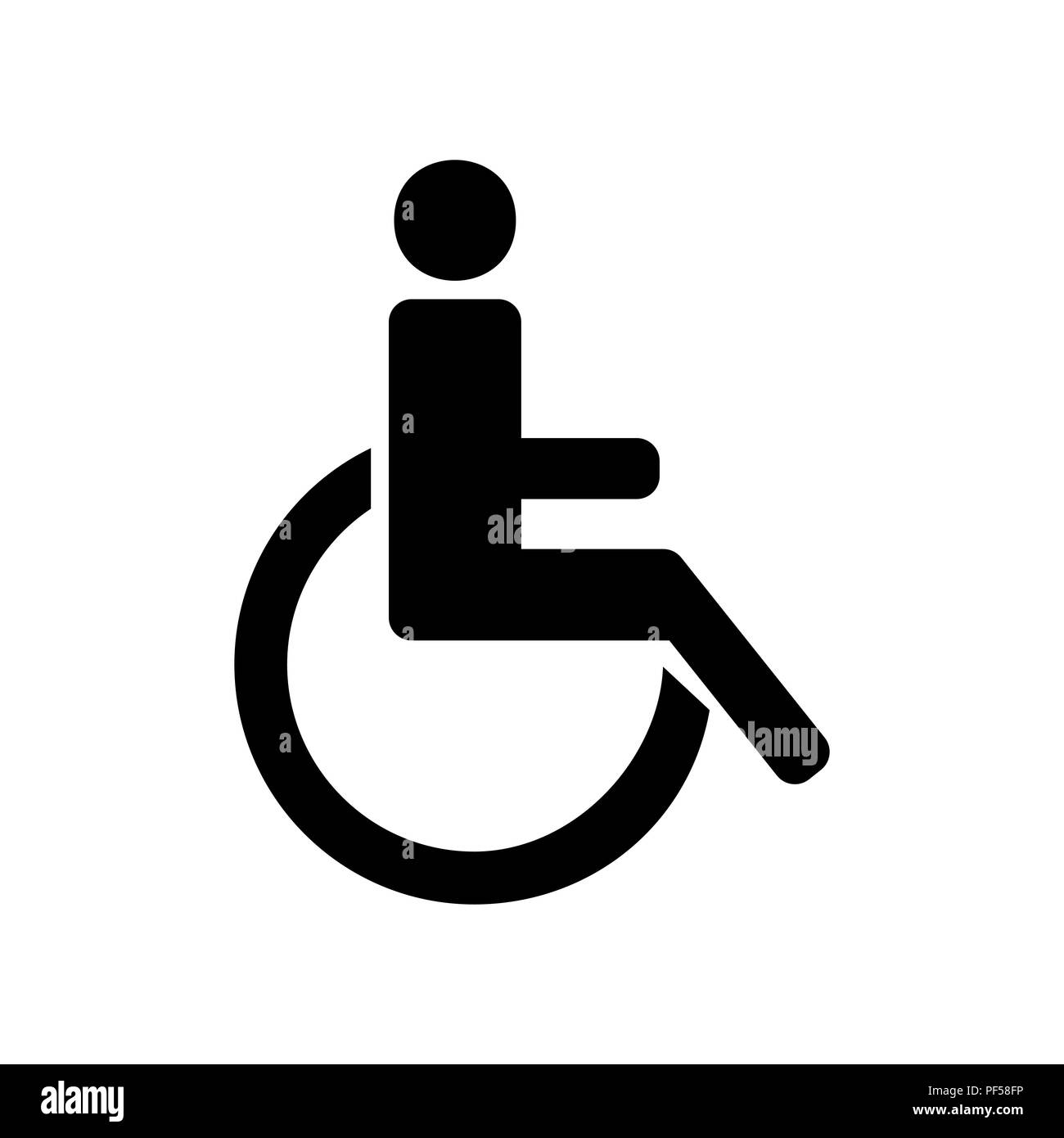Disabled sign illustration. Vector. Filled black icon at white ...