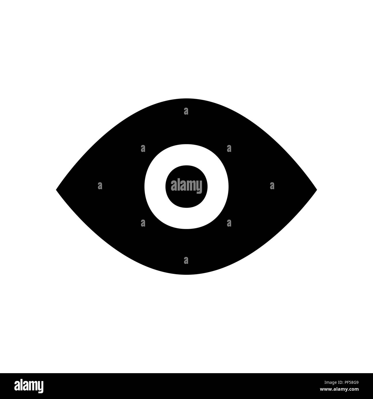 Eye sign illustration. Vector. Filled black icon at white background ...