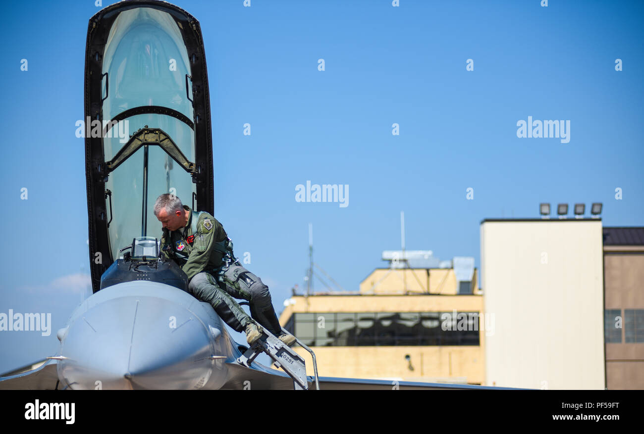 Col. Brian “Ike” Turner, 140th Wing commander, enters the cockpit of an ...