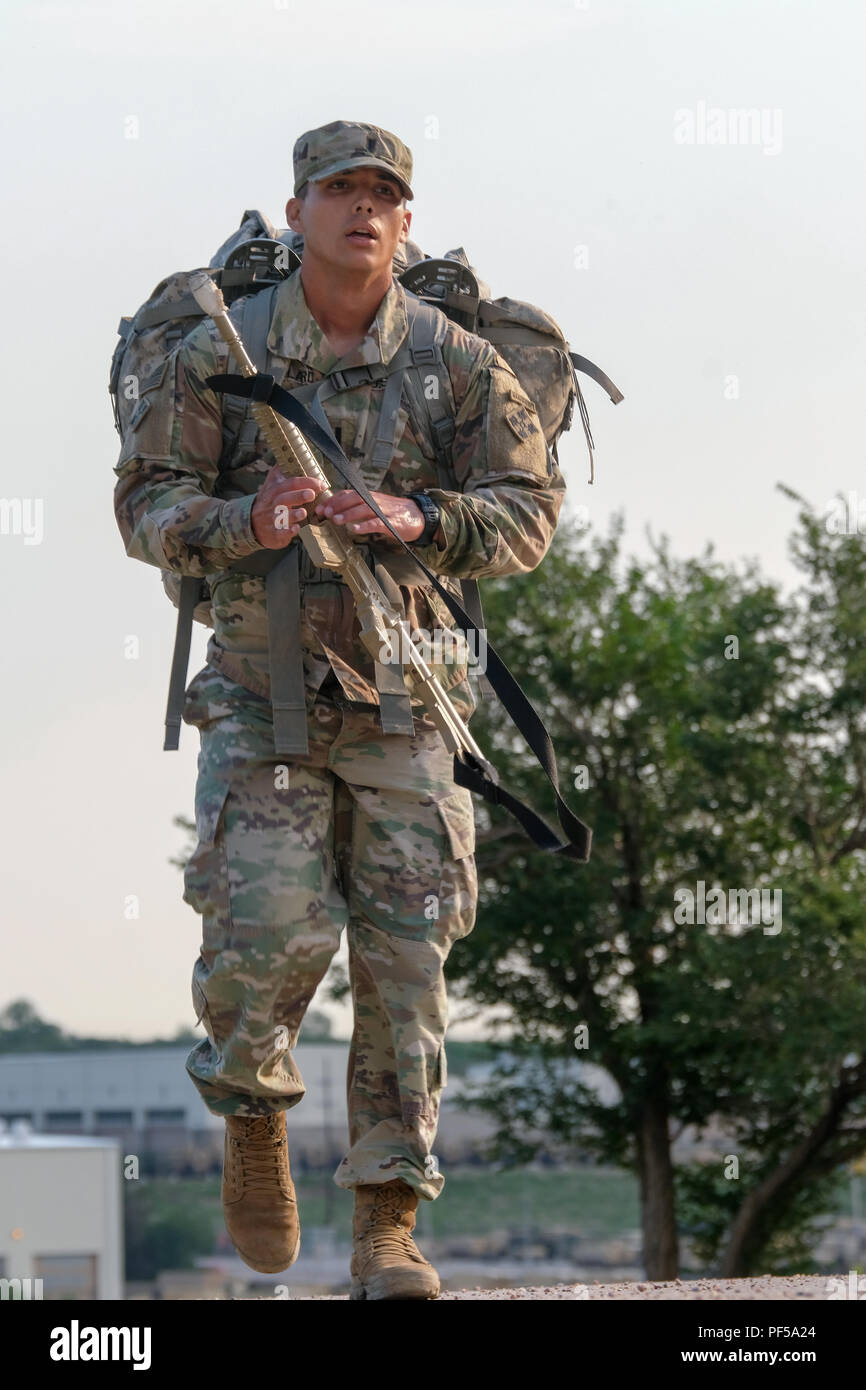 A Soldier runs during the squad ruck relay event of Ivy Week 2018 at ...