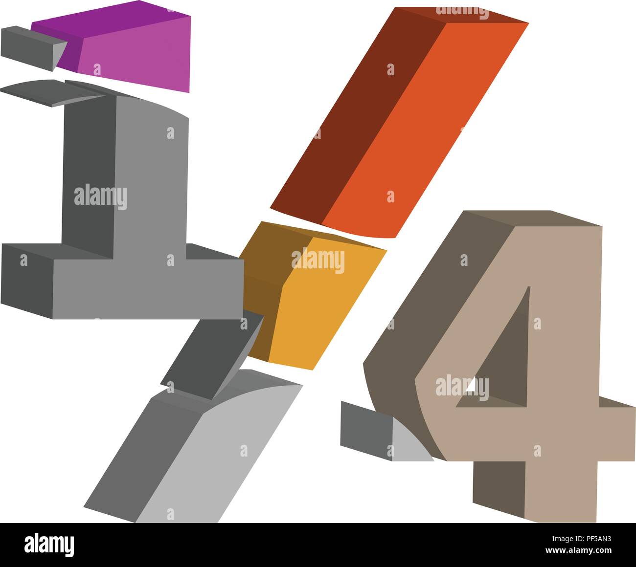 Colorful three-dimensional 1/4 Symbol Stock Vector Image & Art - Alamy