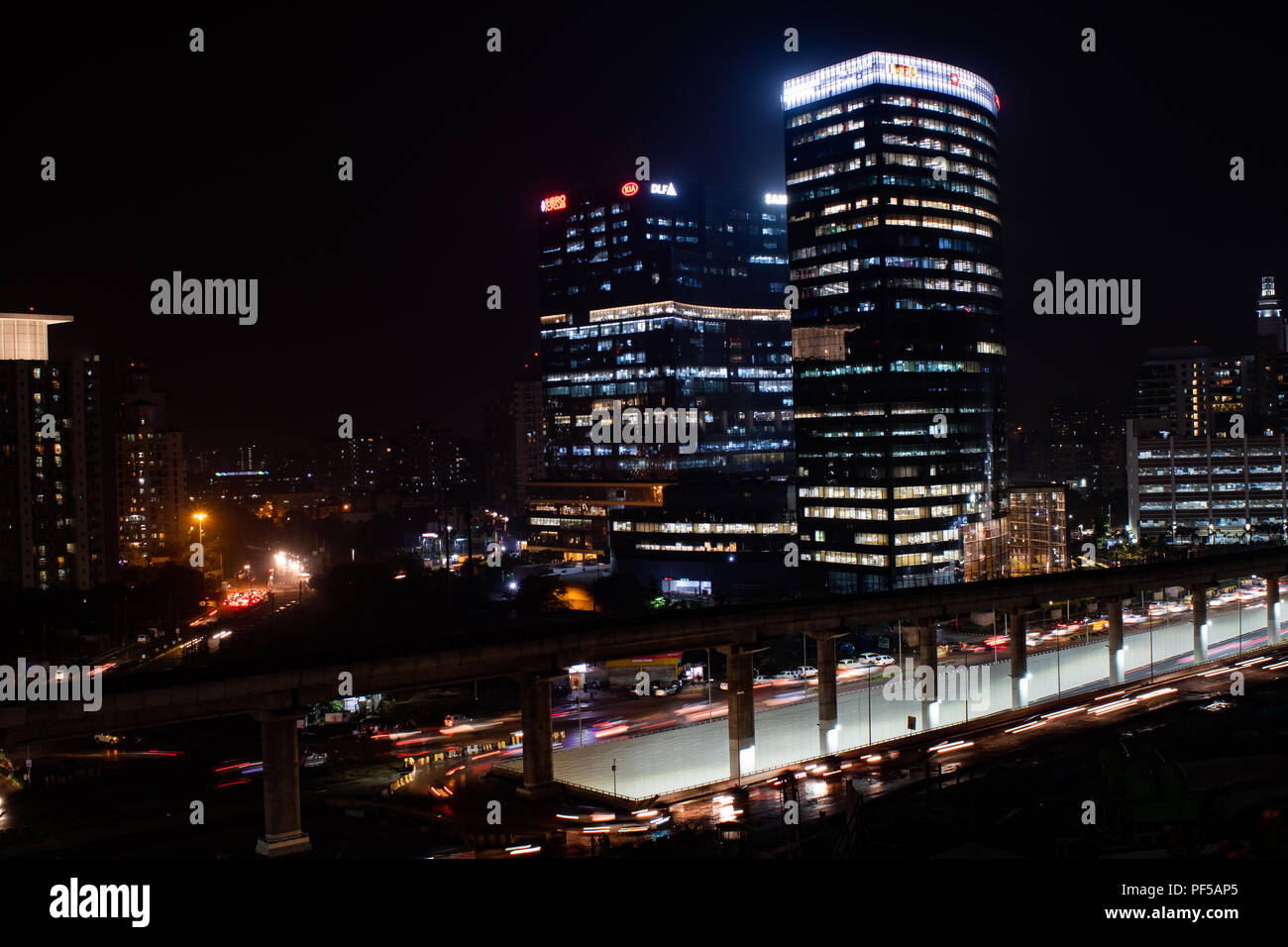 Night scene from Gurgaon, New Delhi, India Stock Photo - Alamy
