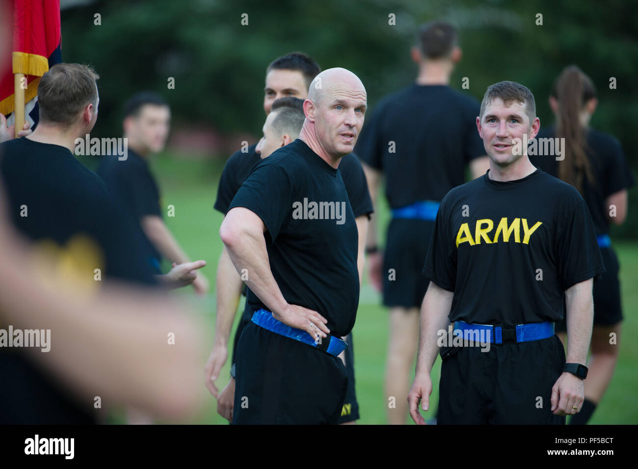 Army Col. Jason Jones, center, the commander of the 4th Infantry ...
