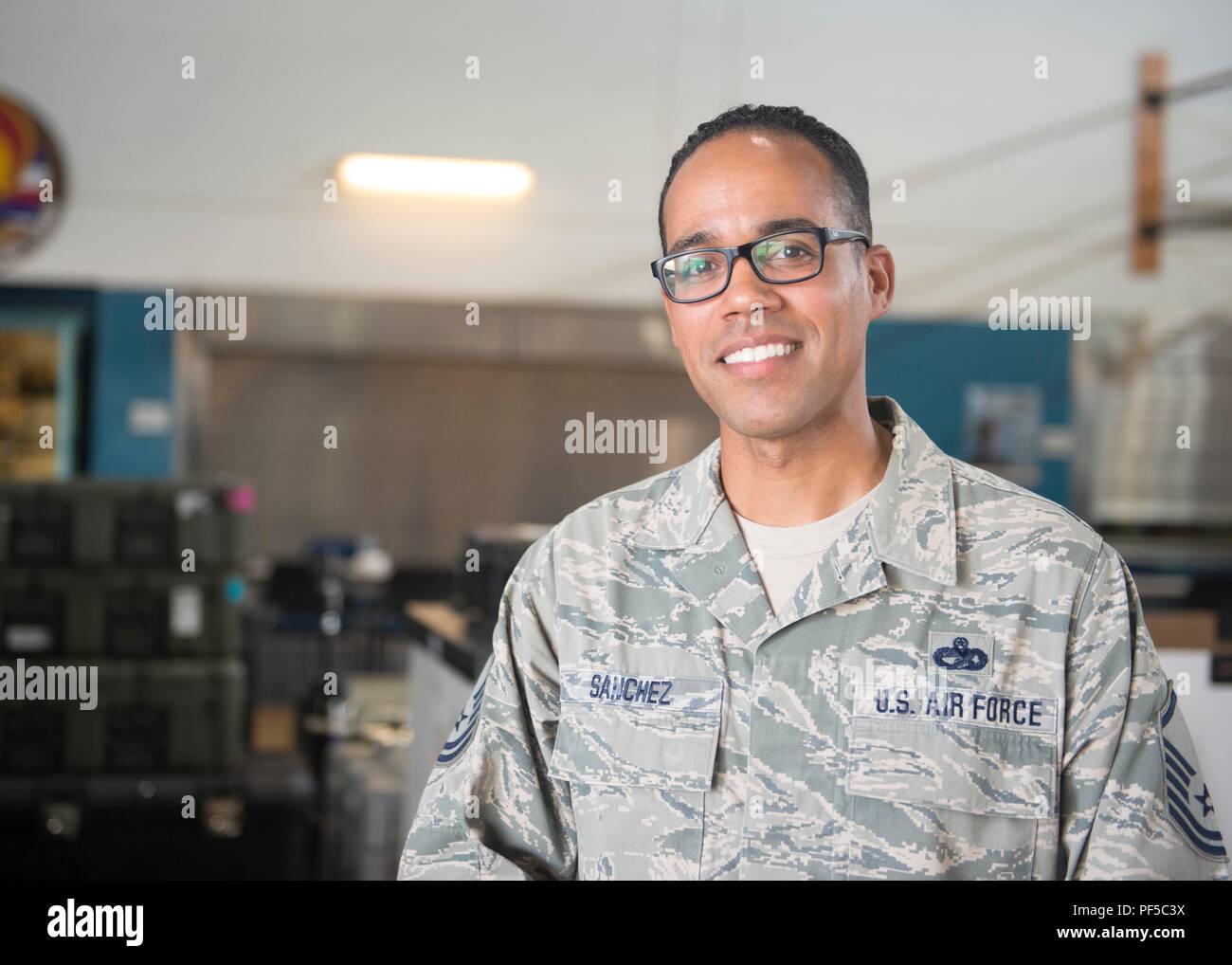 U.S. Air Force Master Sgt. Eric Sanchez, assigned to the 194th ...