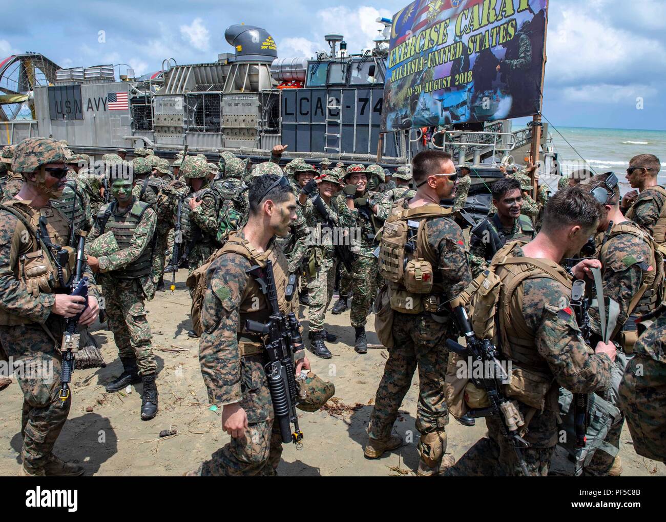 TANDUO BEACH, MALAYSIA (Aug 17, 2018) –U.S. Marines and Royal Malaysian ...