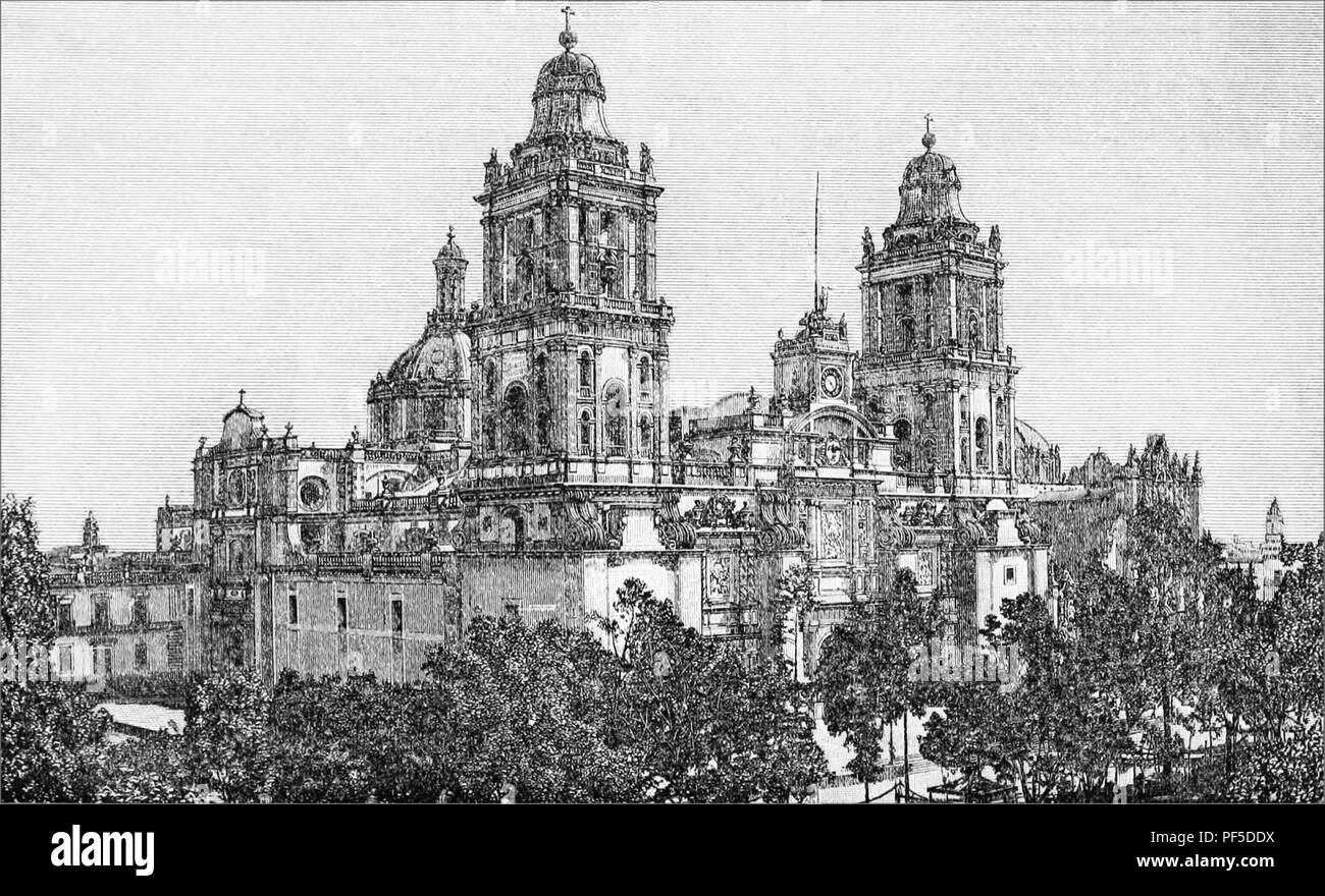 ASOM D010 Mexico city cathedral and zocalo circa 1880 Stock Photo - Alamy