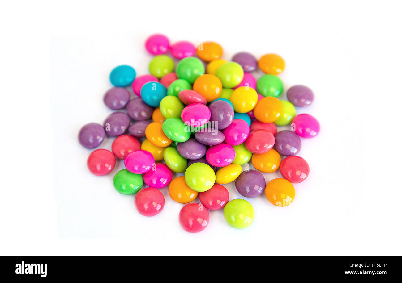 colorful chocolate coated candy isolated on white background Stock ...