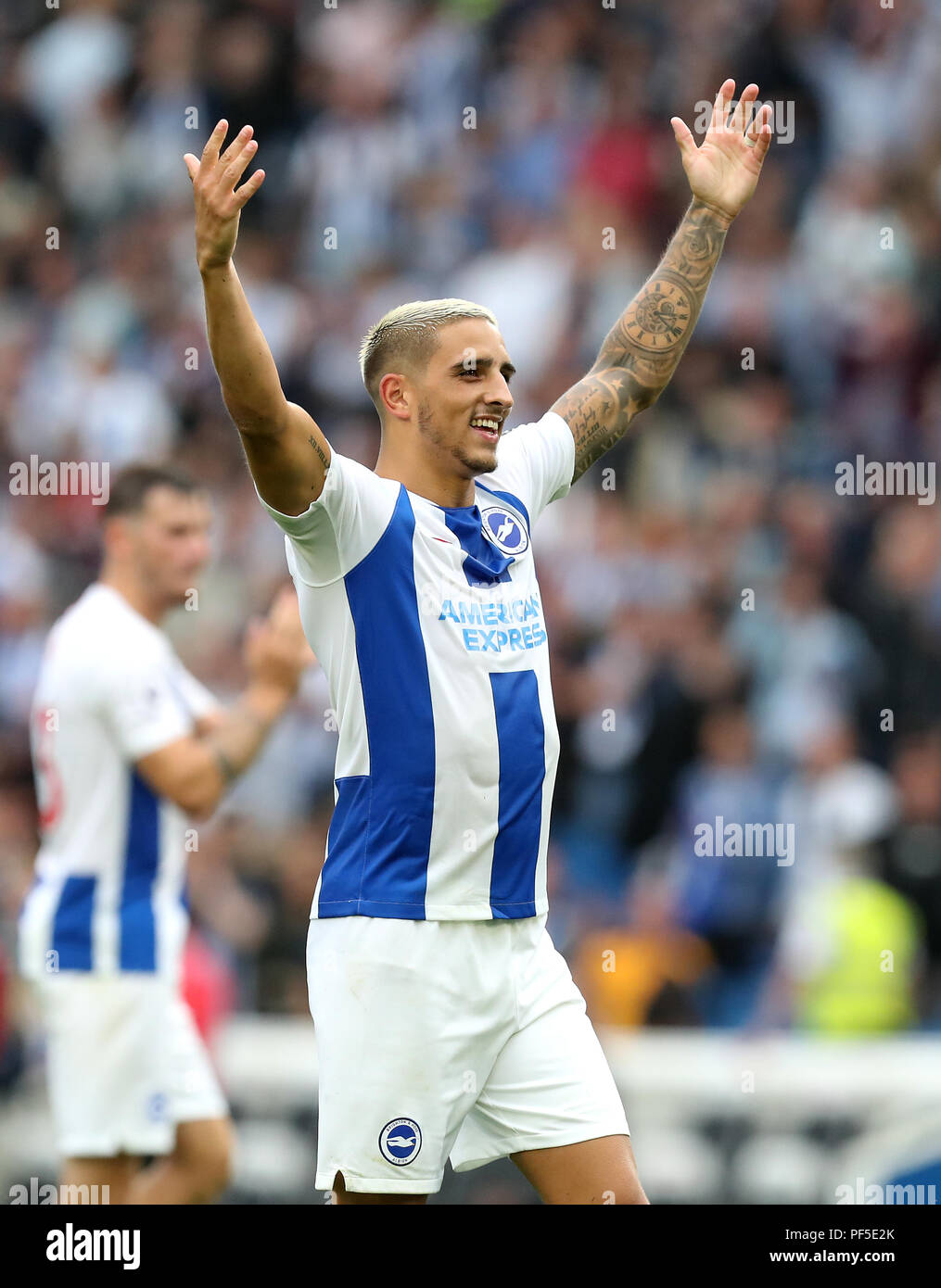 Brighton & Hove Albion's Anthony Knockaert celebrates after the final ...