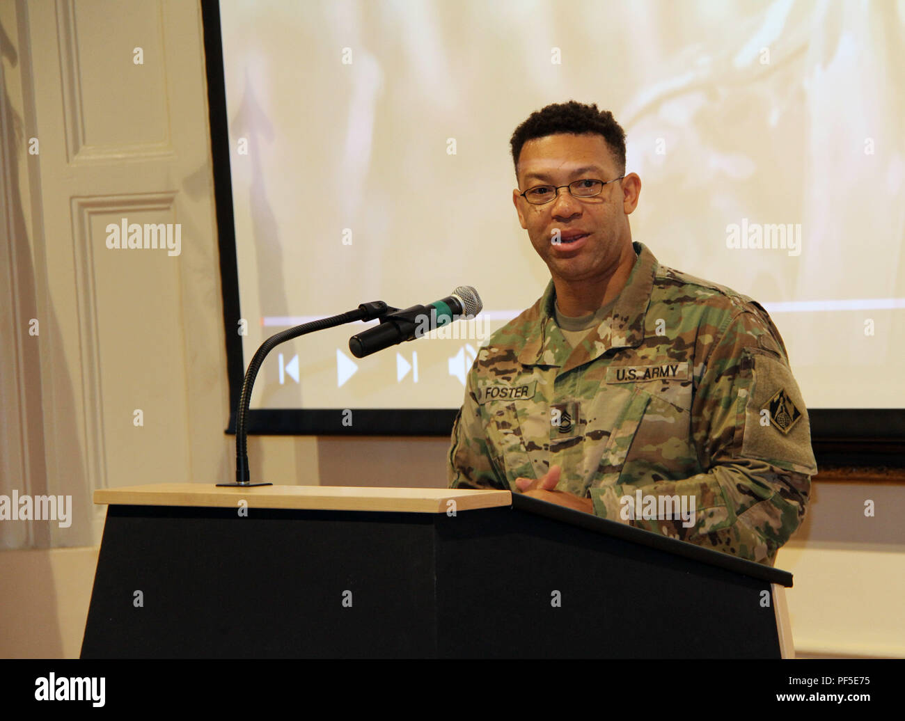 Master Sgt. David Foster welcomed attendees and acted as a master-of ...