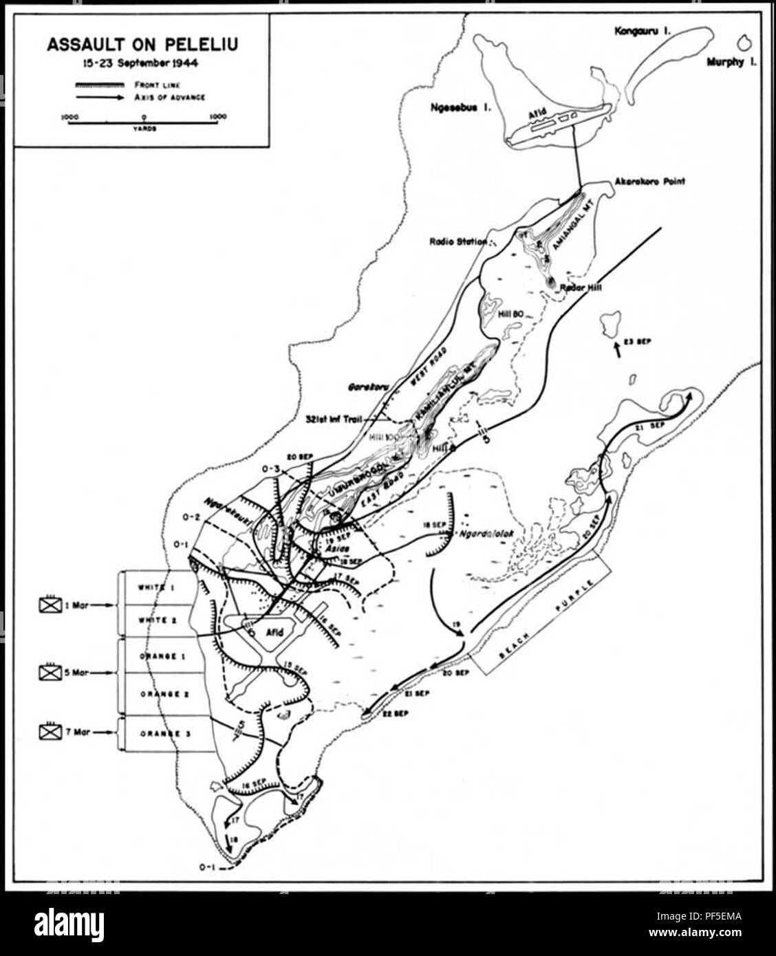 Assault on Peleliu - Map Stock Photo - Alamy