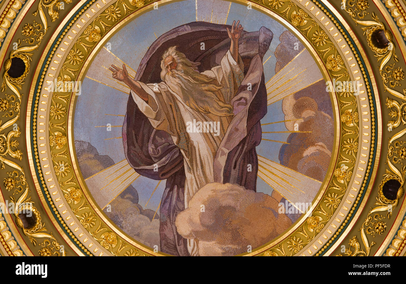 religious painting of God on top of dome in St. Stephen's Basilica ...