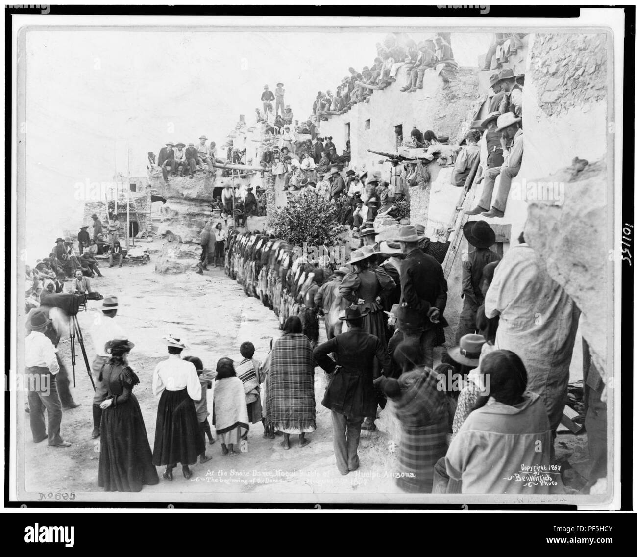 At the snake dance, Moqui pueblo of Hualpi, Arizona. The beginning of ...